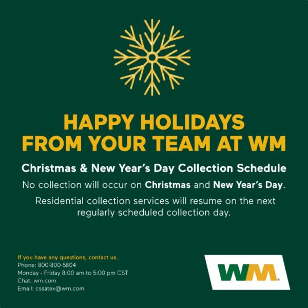 Holiday Collection Update from Waste Management – Brazoria County ...